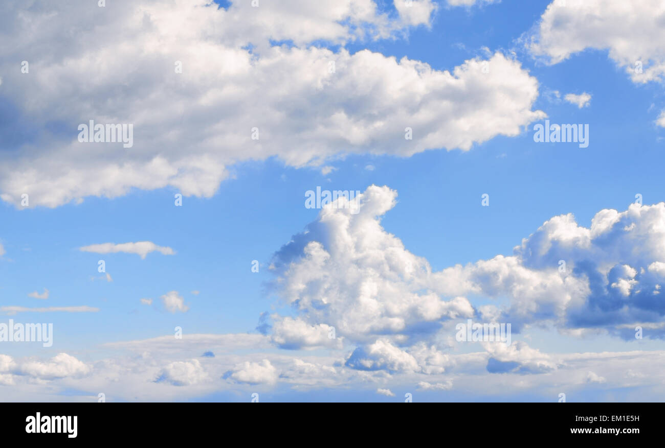 Blue sky, clouds and sun light. Summer, spring background Stock Photo ...