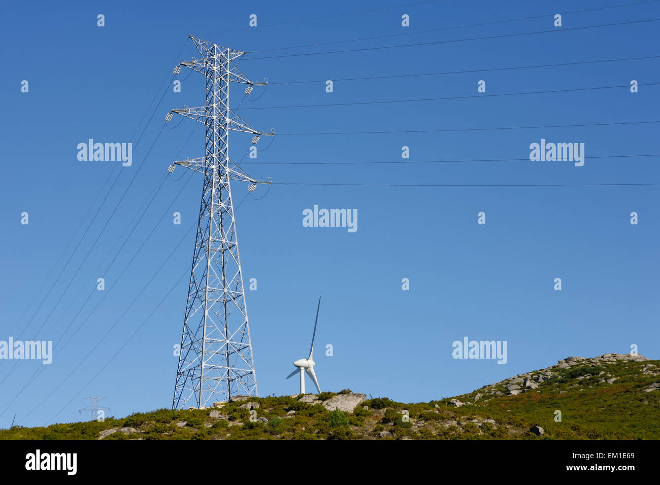 Wind Turbines on a modern windmill farm for alternative energy ...