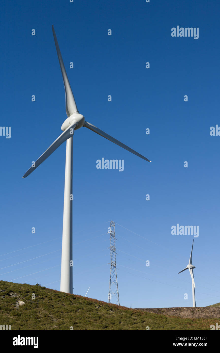 Wind Turbines on a modern windmill farm for alternative energy ...