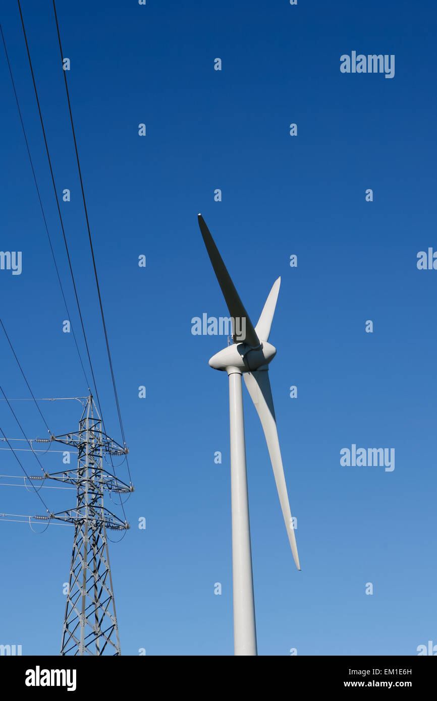 Wind Turbines on a modern windmill farm for alternative energy ...