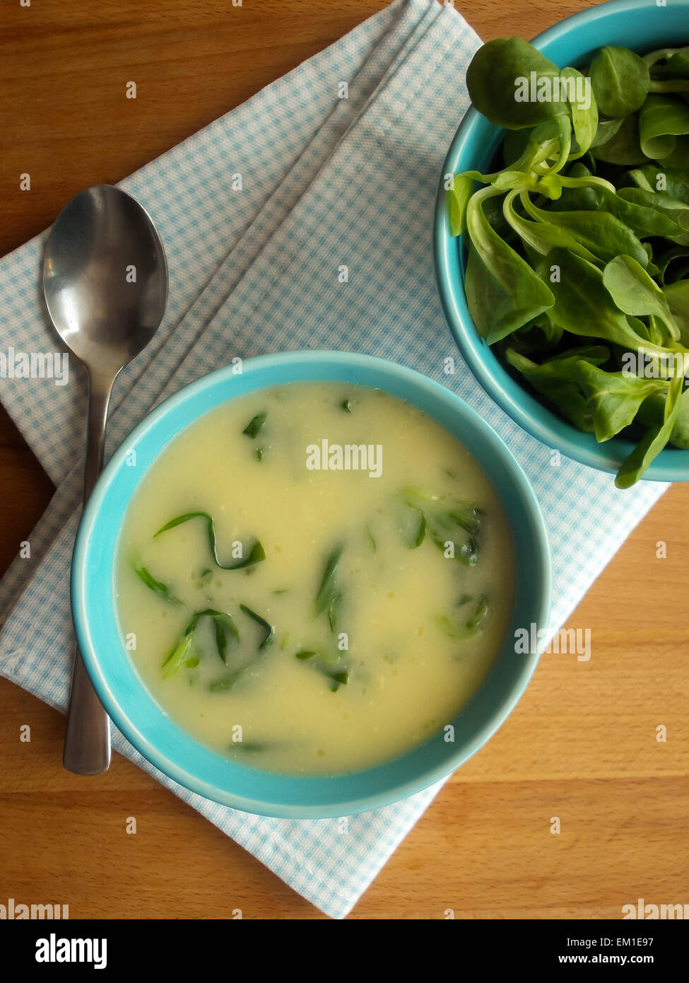 Studio shot of a healthy soup with fresh ingredients, nice vivid colors ...