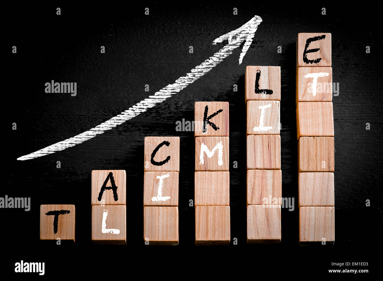 Message TACKLE LIMIT on ascending arrow above bar graph of Wooden small ...
