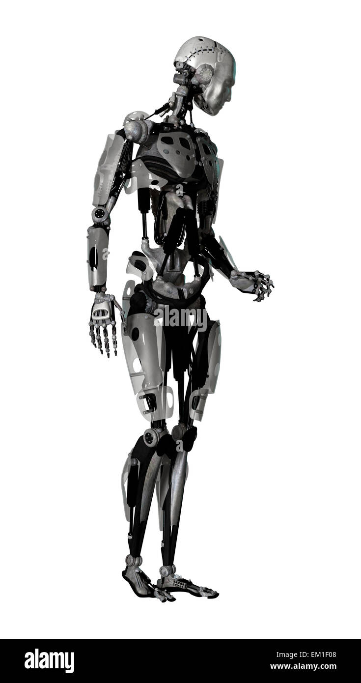 3D digital render of a male cyborg isolated on white background Stock ...