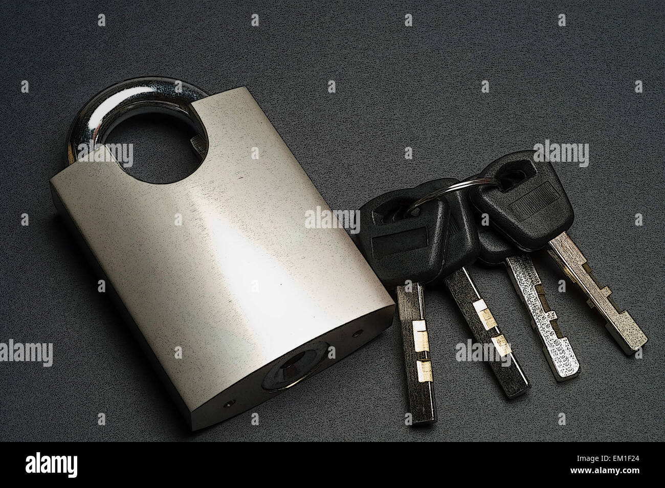High security padlock with special keys illustration Stock Photo - Alamy