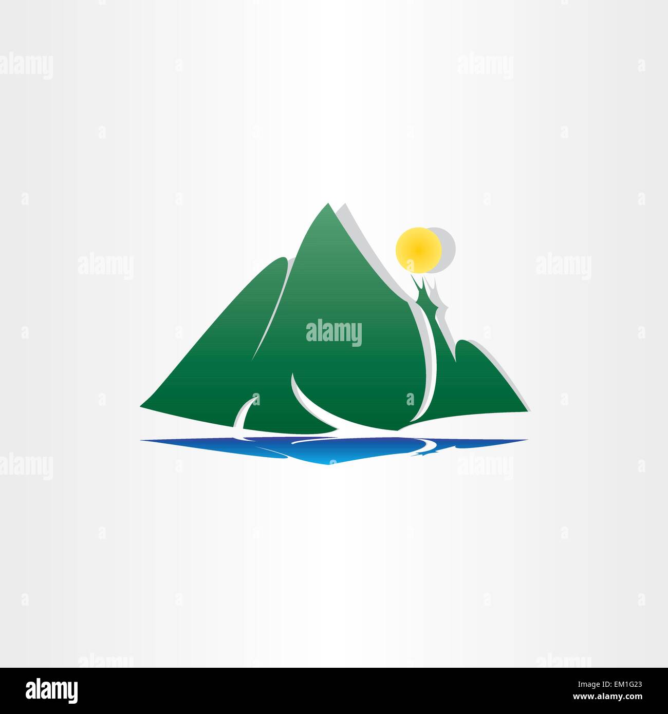 mountain lake sun symbol abstract design element Stock Vector Image ...