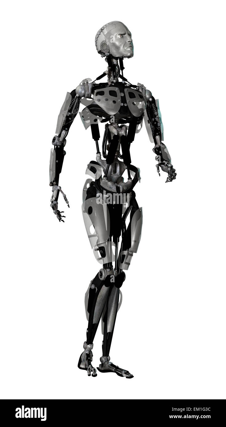 3D digital render of a male cyborg isolated on white background Stock ...