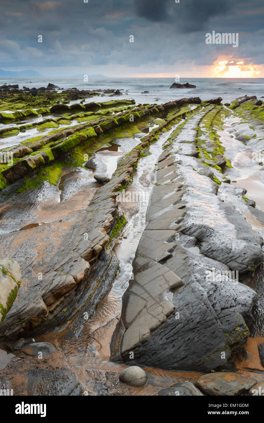 Rocky beach. Barrika, Biscay, Basque Country, Spain, Europe Stock Photo ...
