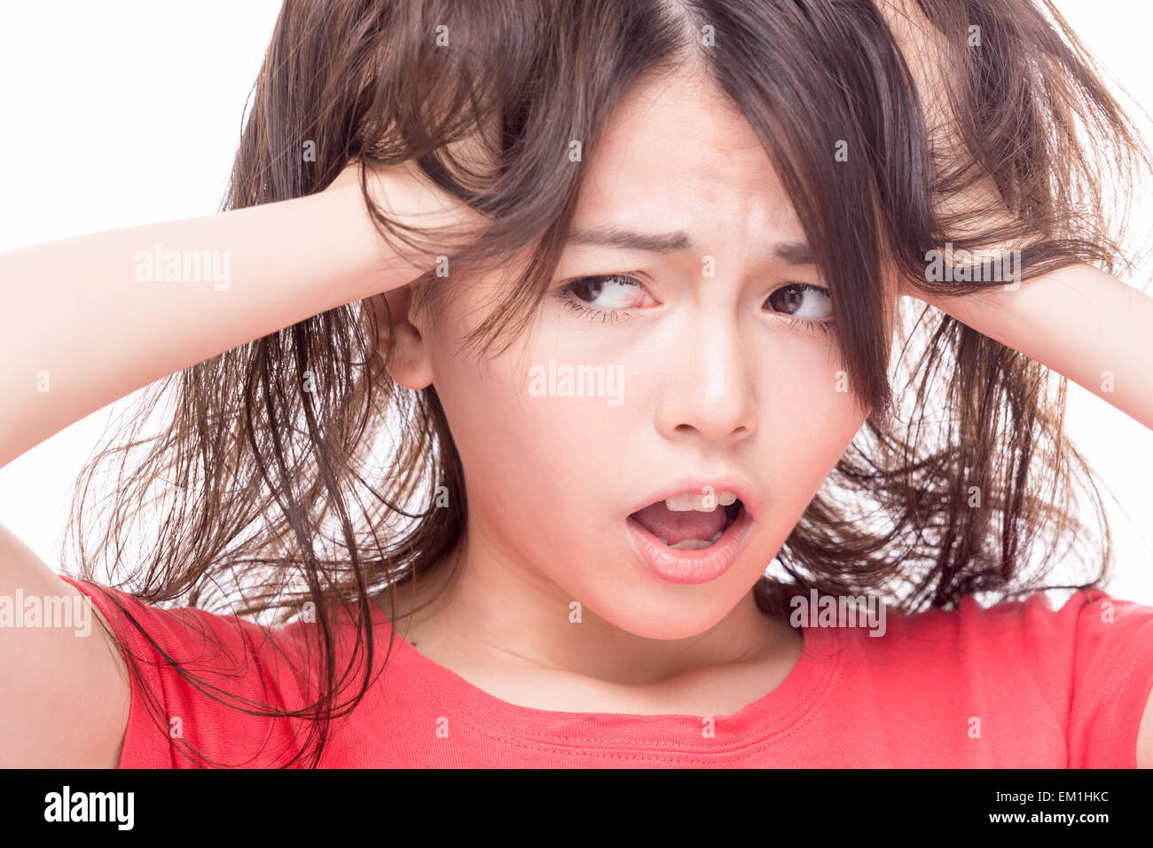 Pulling hair woman stress hi-res stock photography and images - Alamy