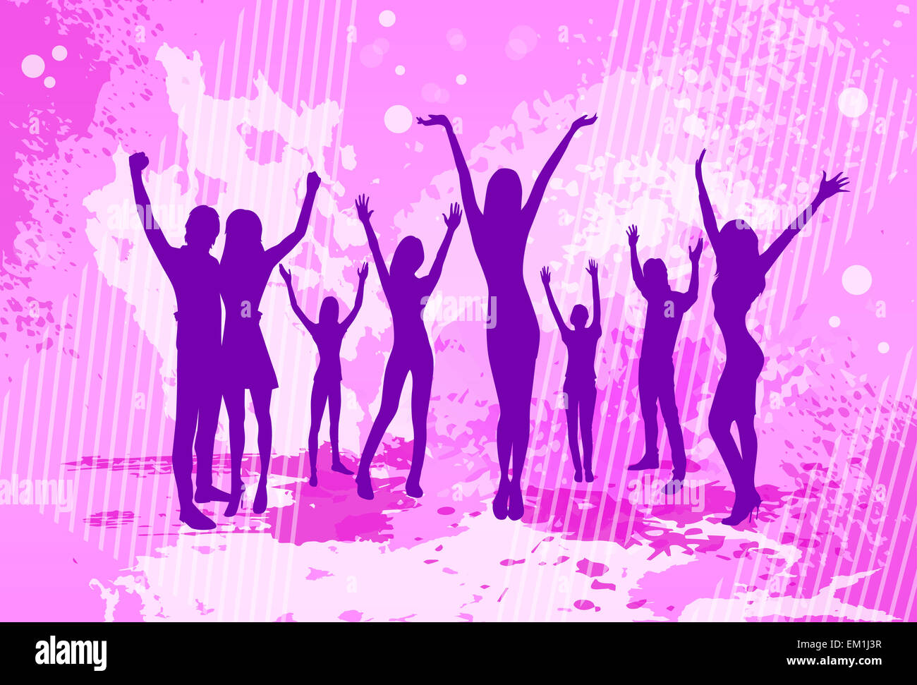 Dancing Pink Colorful Dance Banner People Crowd Stock Photo - Alamy