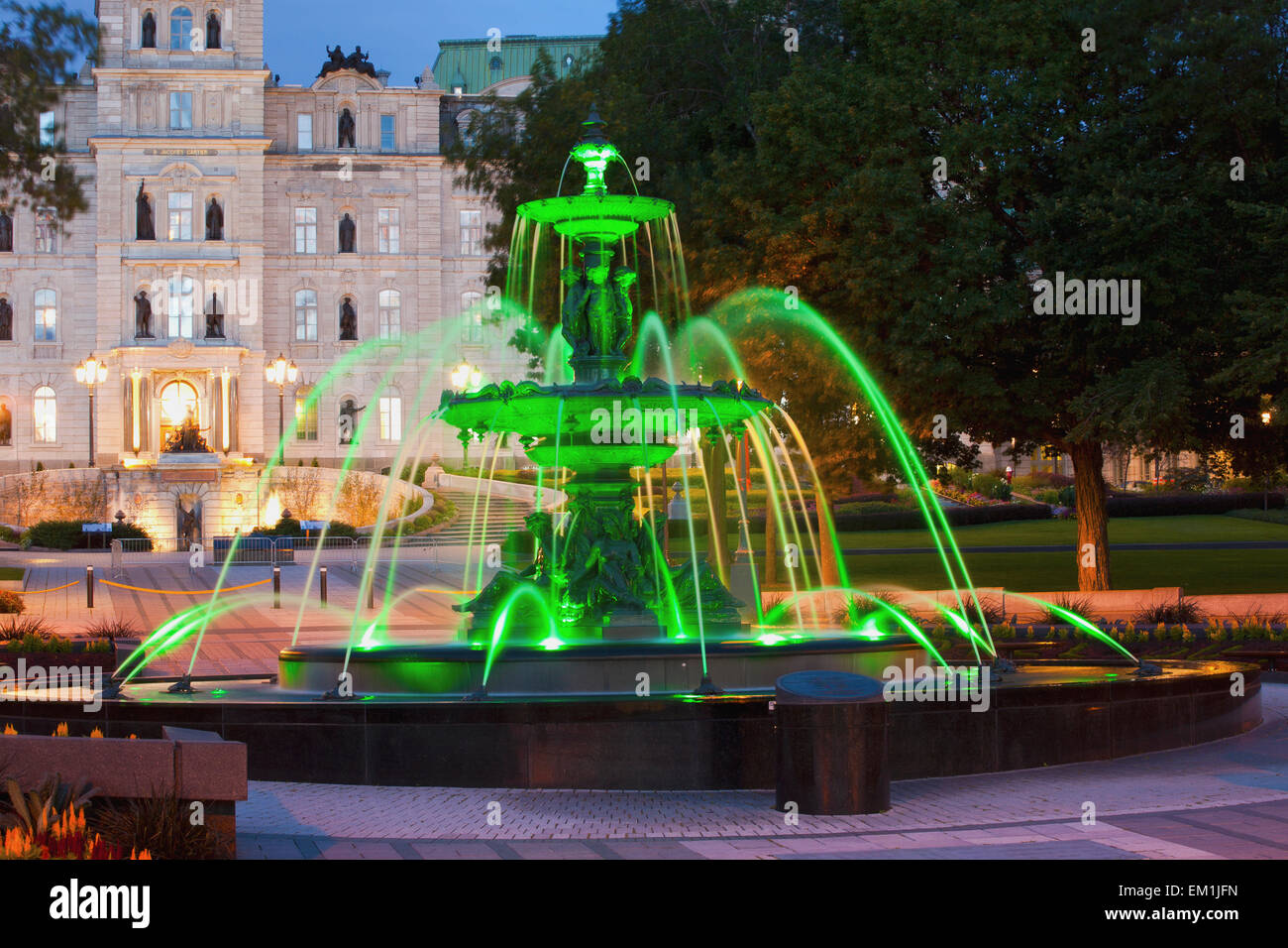 Tourny Fountain And The Quebec Parliament Buildings; Quebec City ...