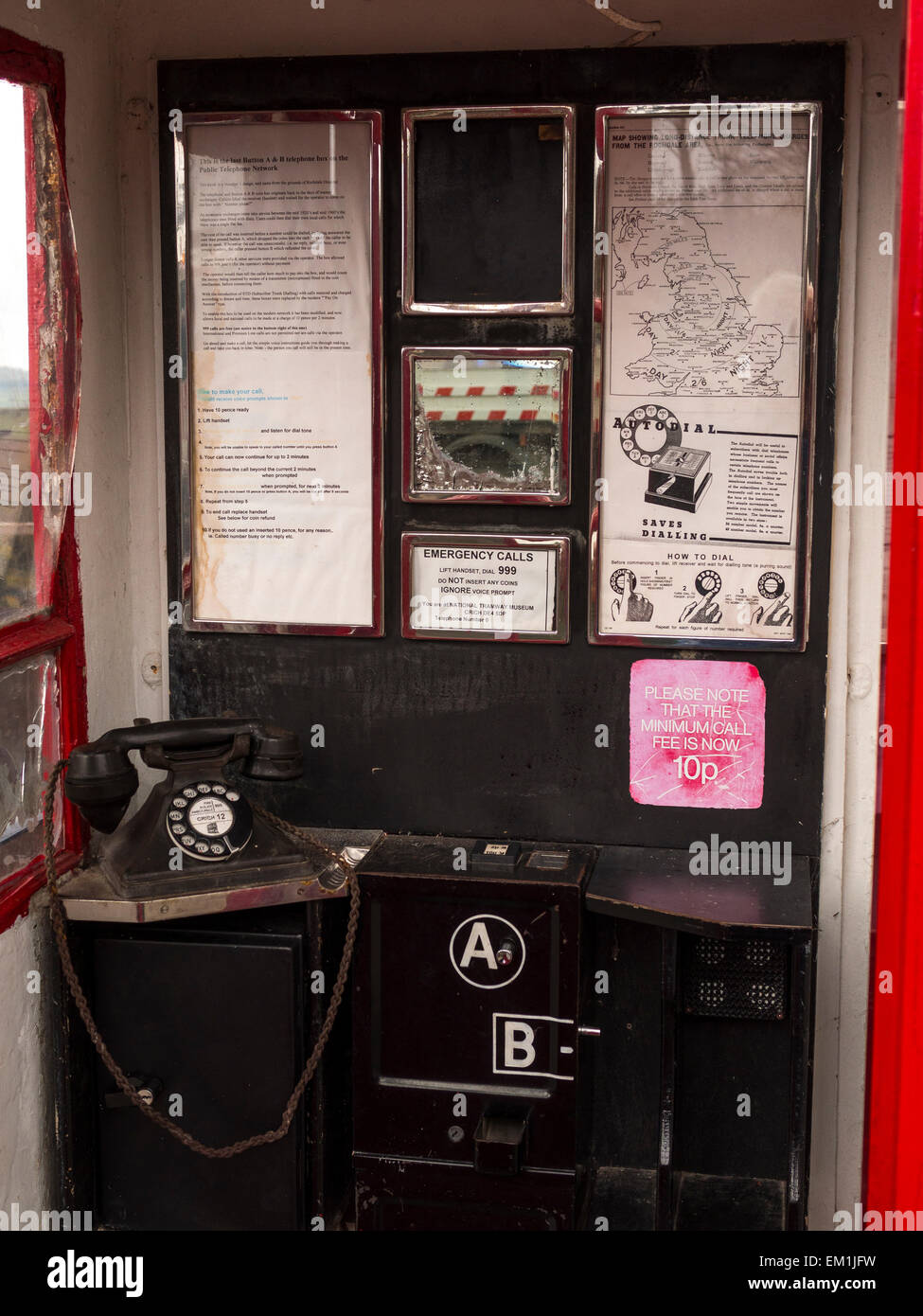 interior of a traditional coin in the slot telephone box,Crich ...
