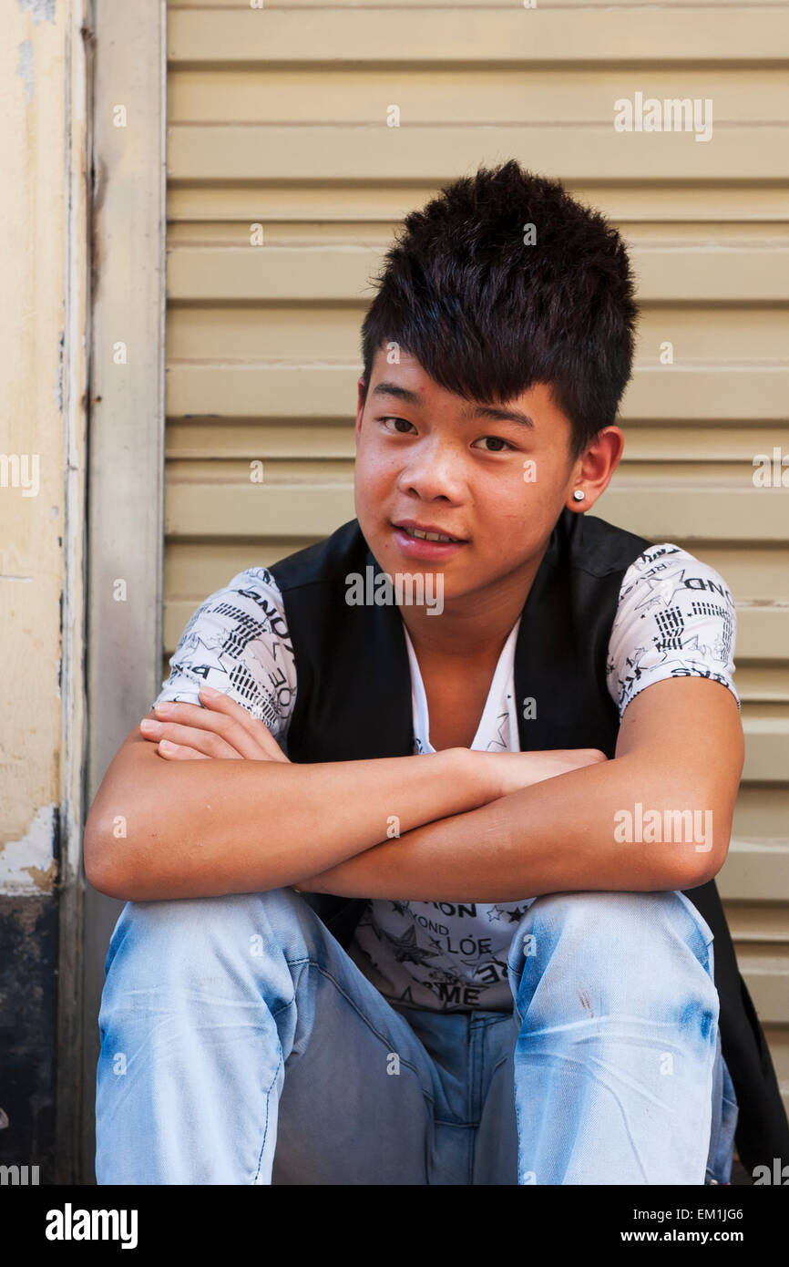 Portrait of a young man; Kunming, Yunnan Province, China Stock Photo ...