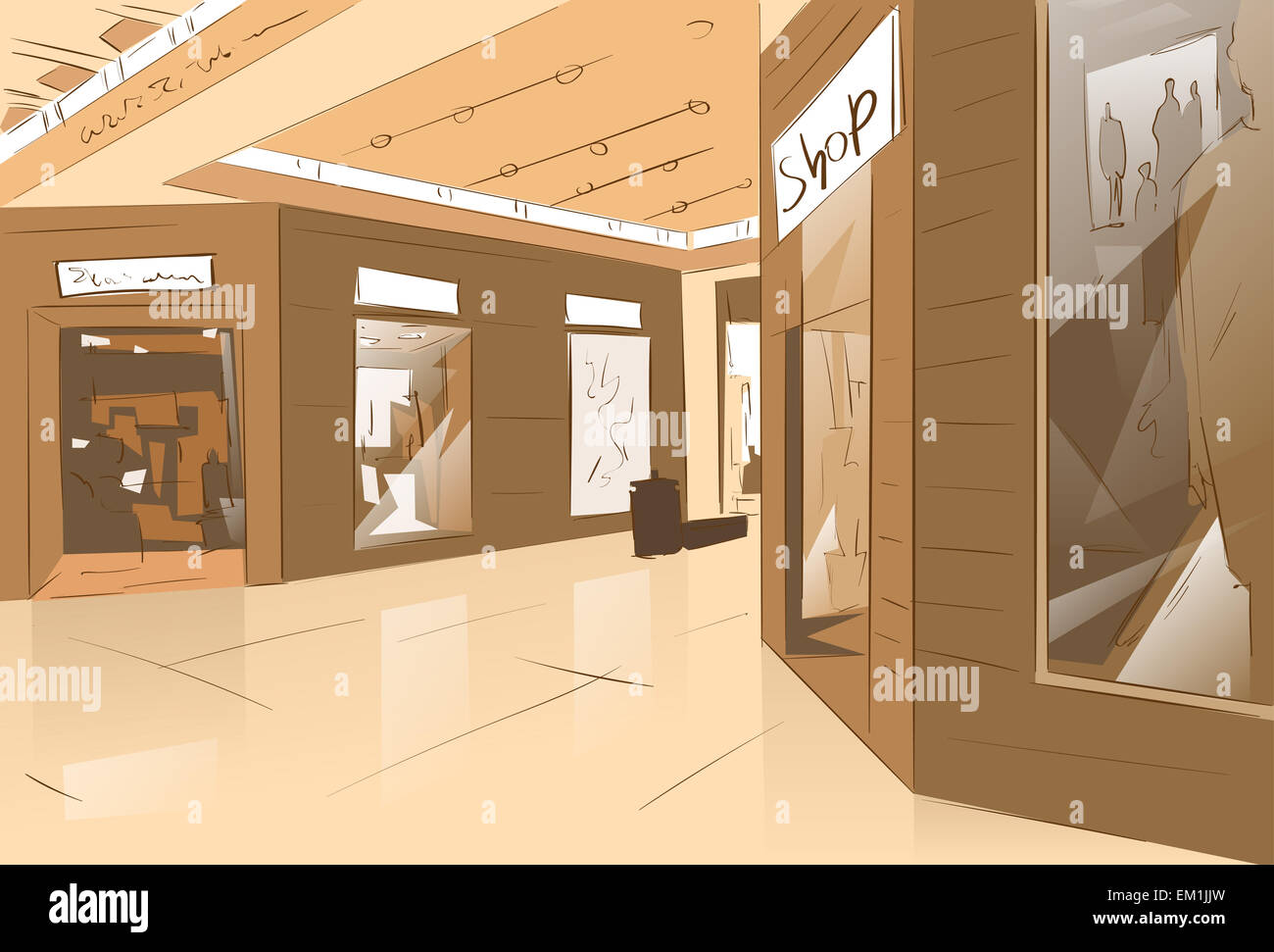 Shopping Window Modern Luxury Shop in Mall Center Stock Photo - Alamy