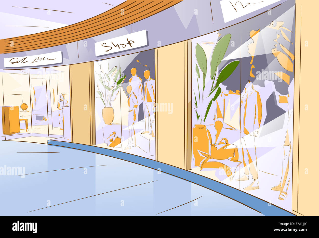 Shopping Window Modern Luxury Shop in Mall Center Stock Photo - Alamy