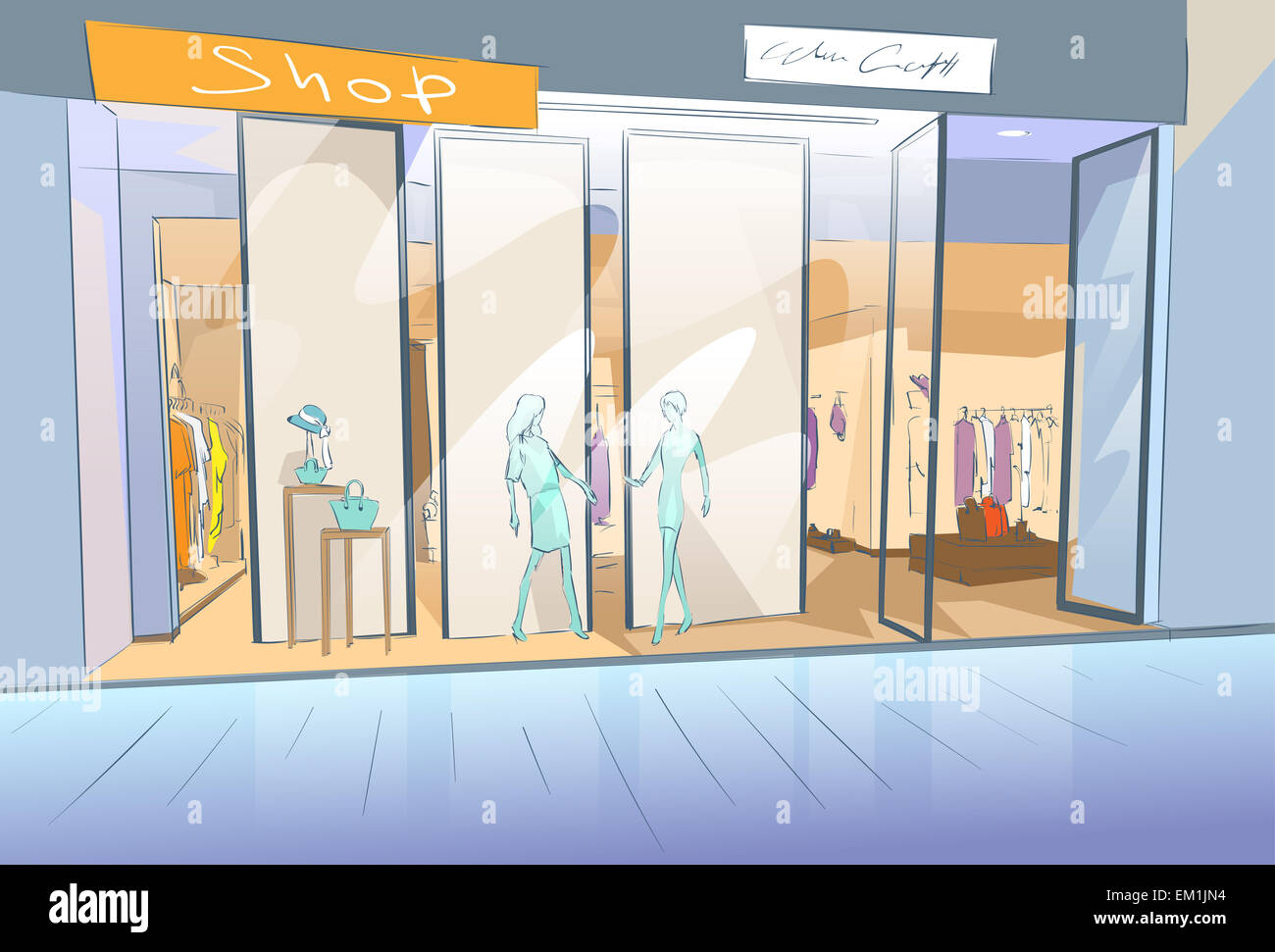 Shopping Window Modern Luxury Shop in Mall Center Stock Photo - Alamy