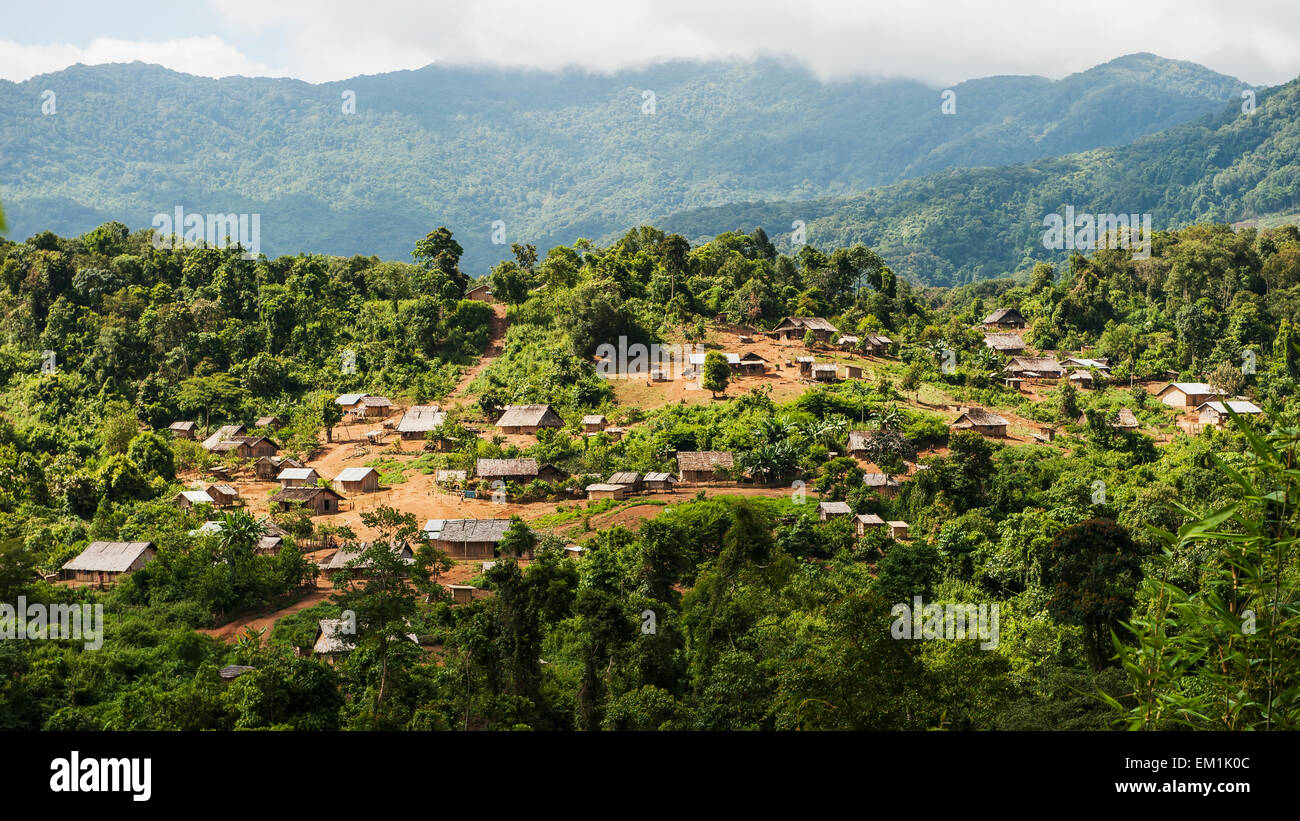 Mountain Hmong hill tribe village; Luang Namtha, Laos Stock Photo - Alamy