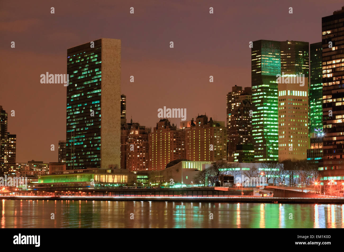 United Nations Tower With The White General Assembly Building; New York ...