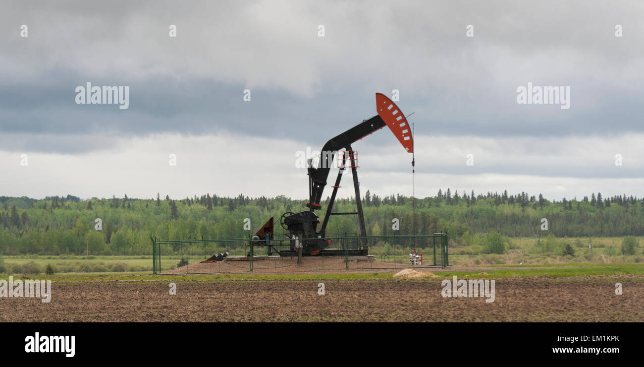 A Pumpjack On An Oil Well; Alberta Canada Stock Photo - Alamy