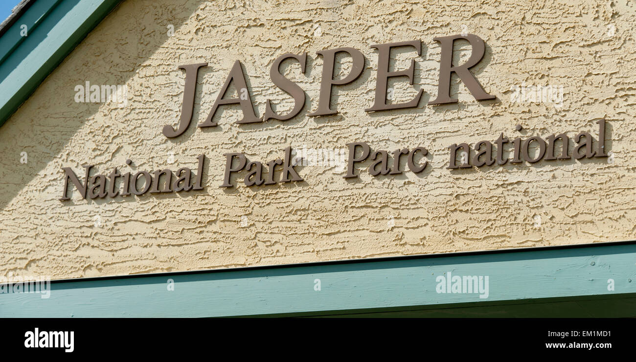 A Sign On A Building For Jasper National Park; Jasper Alberta Canada ...