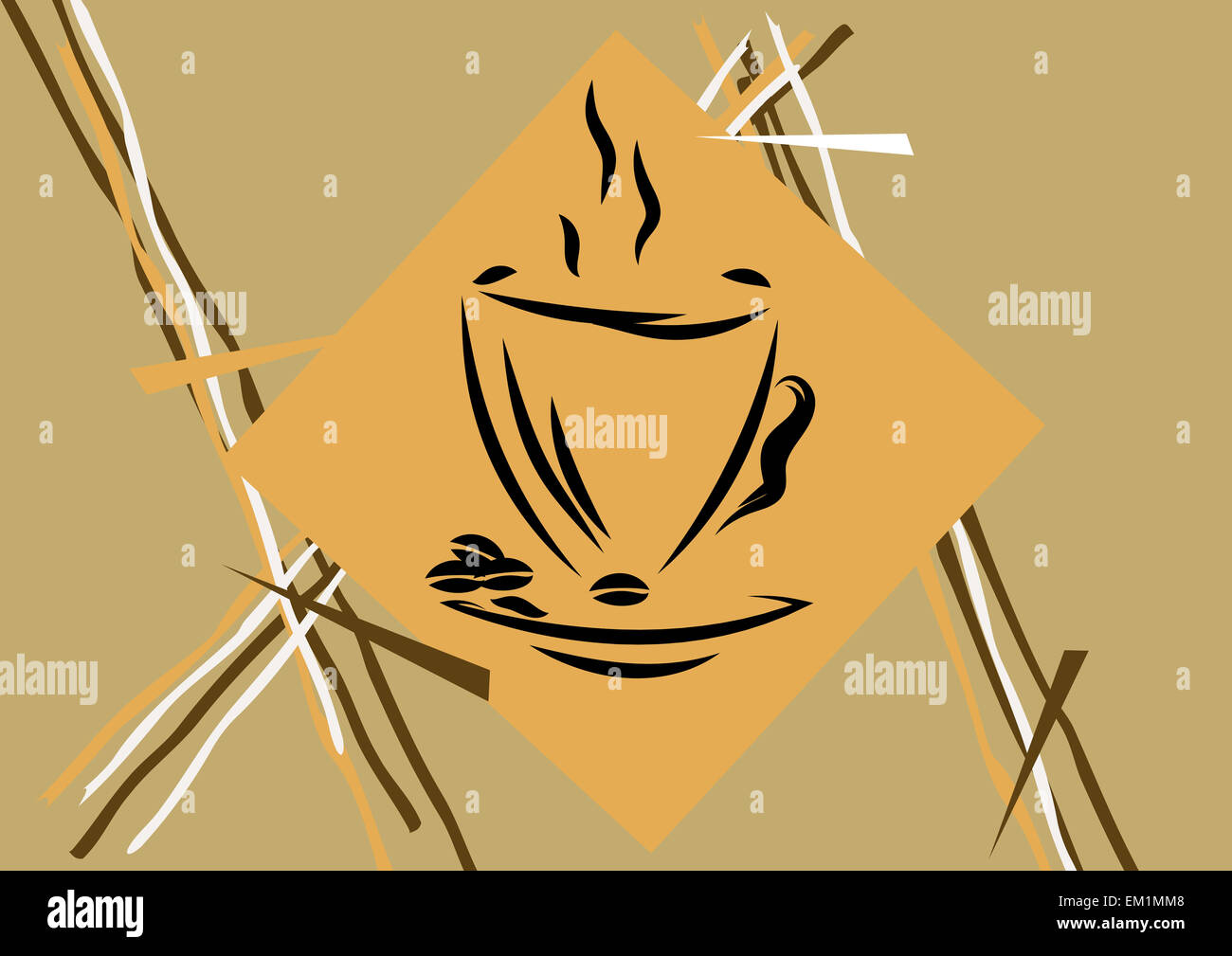 Abstract drawing.Coffee Cup, coffee beans, pattern Stock Photo - Alamy