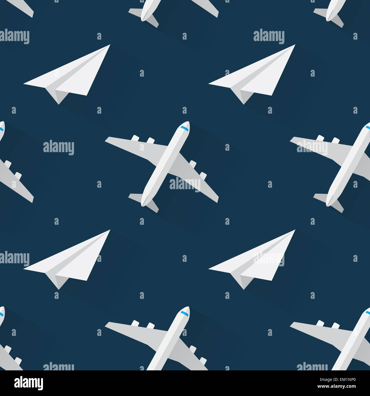 Seamless background with airplanes modern flat style Stock Photo - Alamy