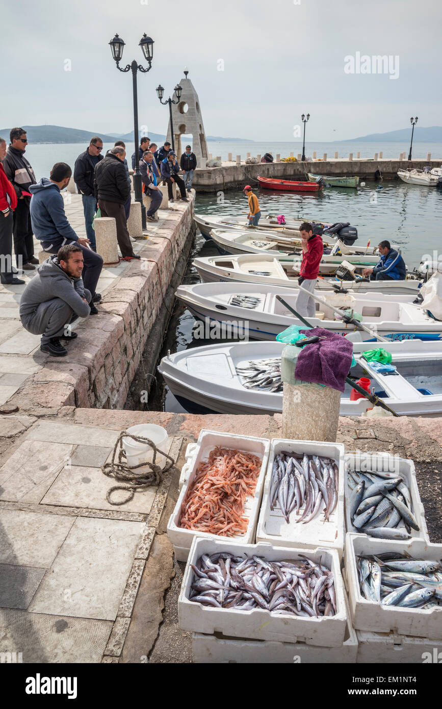 Fish for sale at the harbour in Saranda in Southern Albania Stock Photo ...