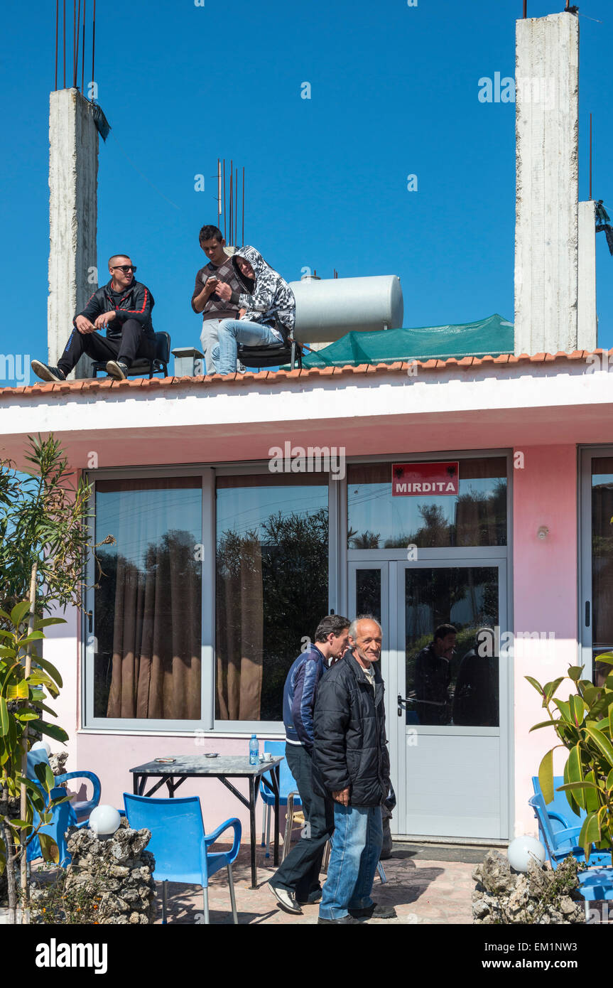 Cafe with roof terrace in the village of Xarre on the Vrina plain at ...