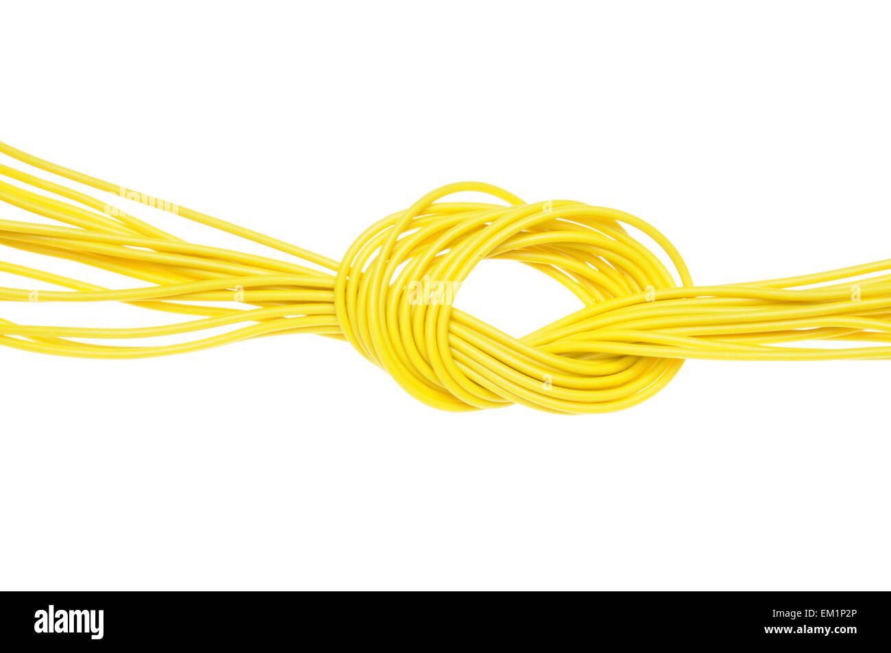 Yellow electric cable isolated on a white background Stock Photo - Alamy