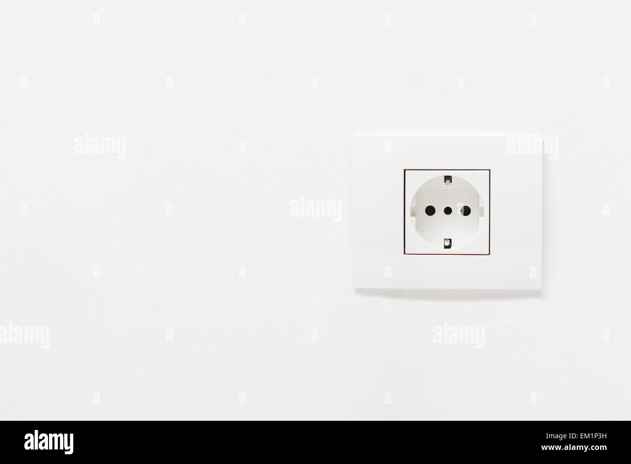 Empty white electric socket on a plain white wall Stock Photo - Alamy