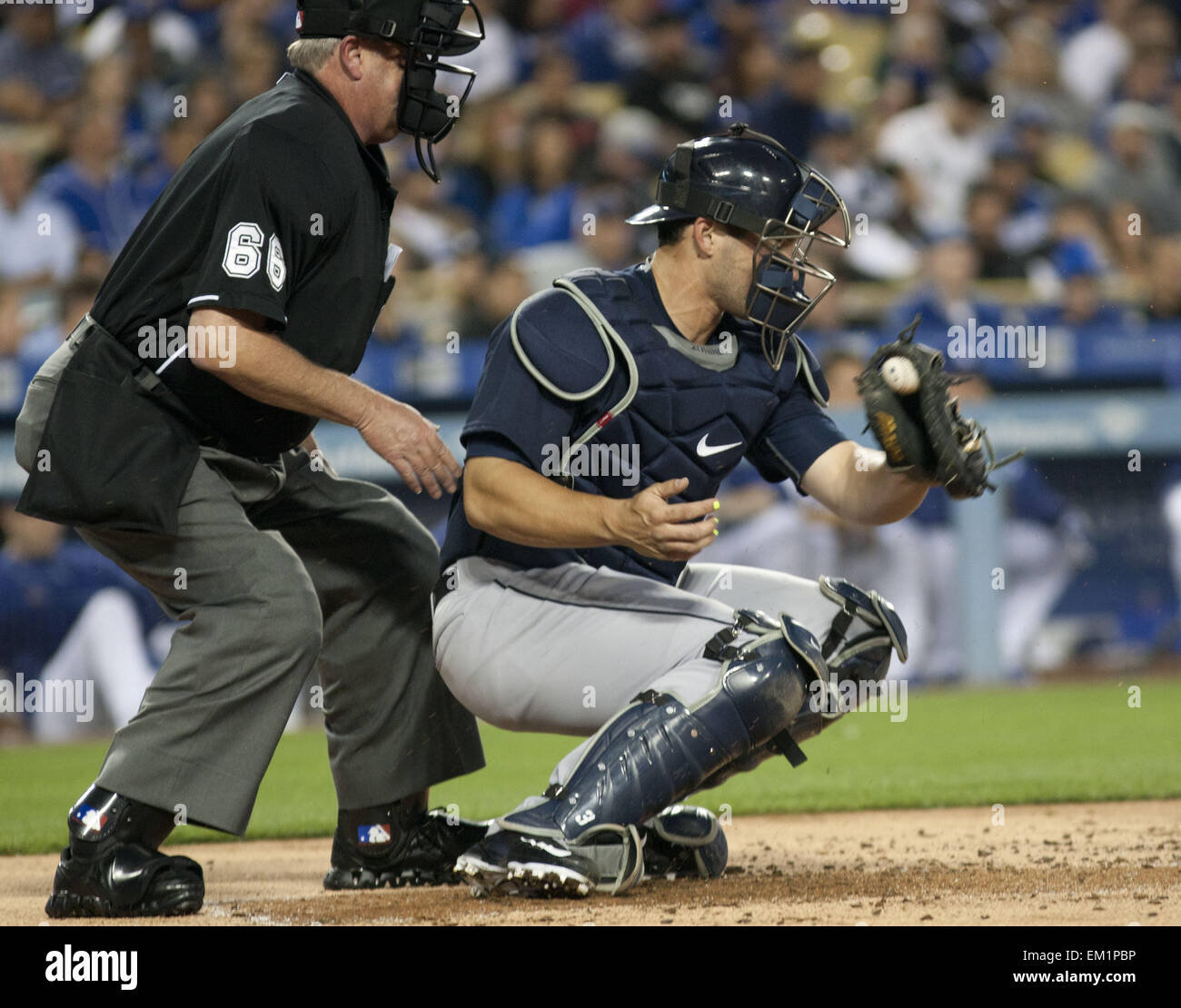 Los Angeles, CALIFORNIA, USA. 13th Apr, 2015. Seattle Mariners catcher ...