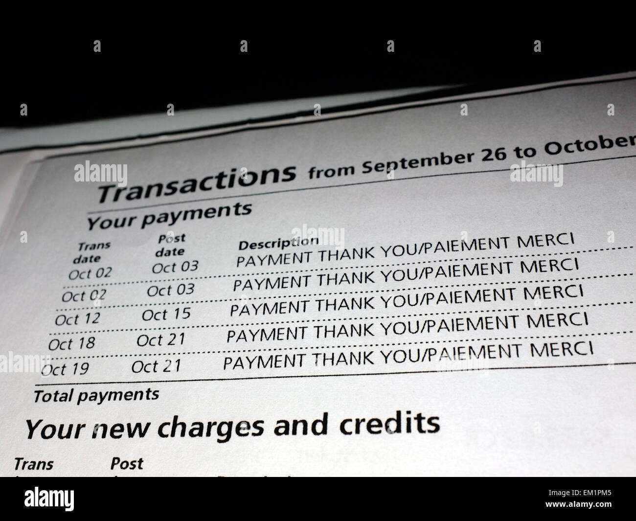 Canadian bilingual banking paperwork Stock Photo - Alamy