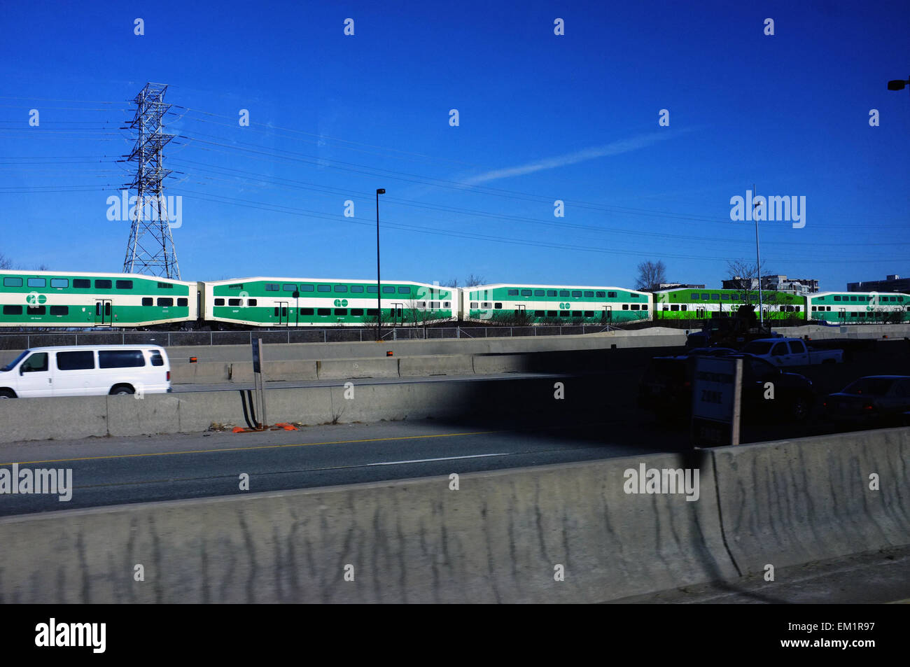 A Go Transit double decker train heading towards Toronto in Ontario ...