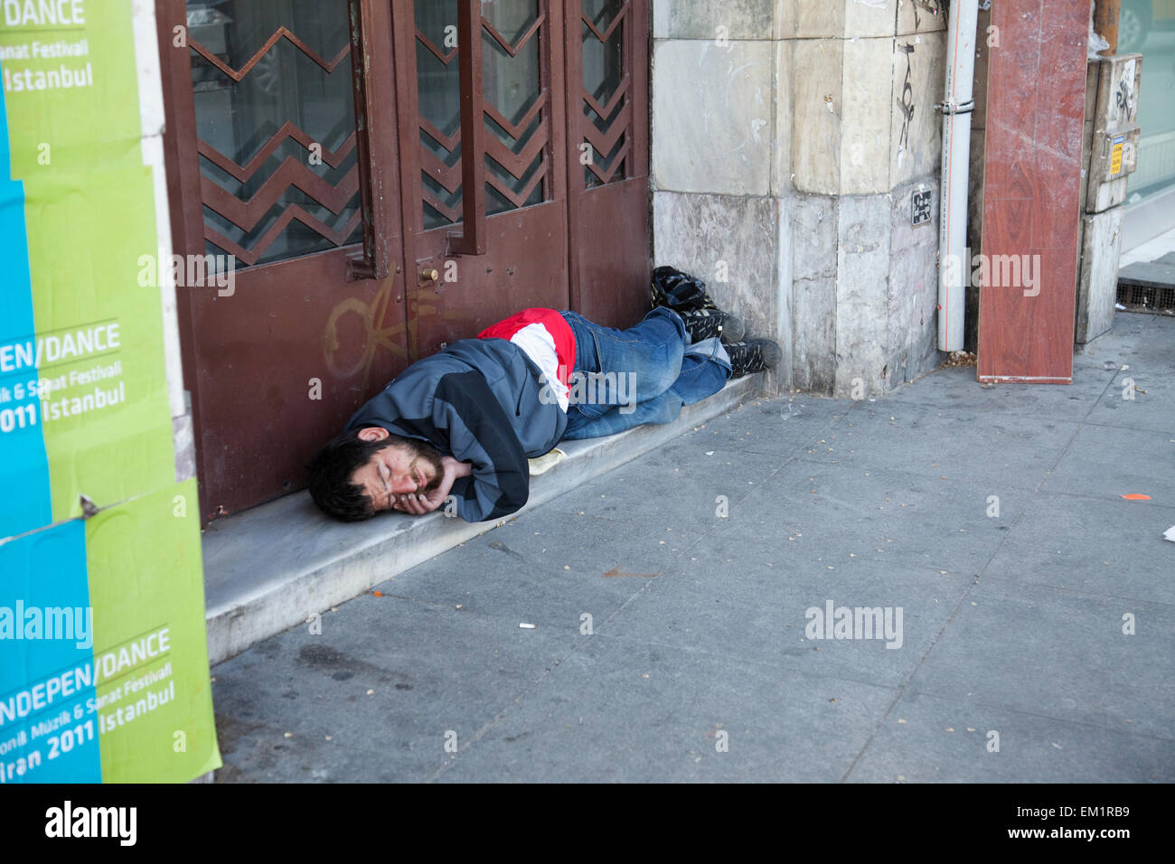 Homeless Person Sleeping On The Street; Istanbul Turkey Stock Photo - Alamy