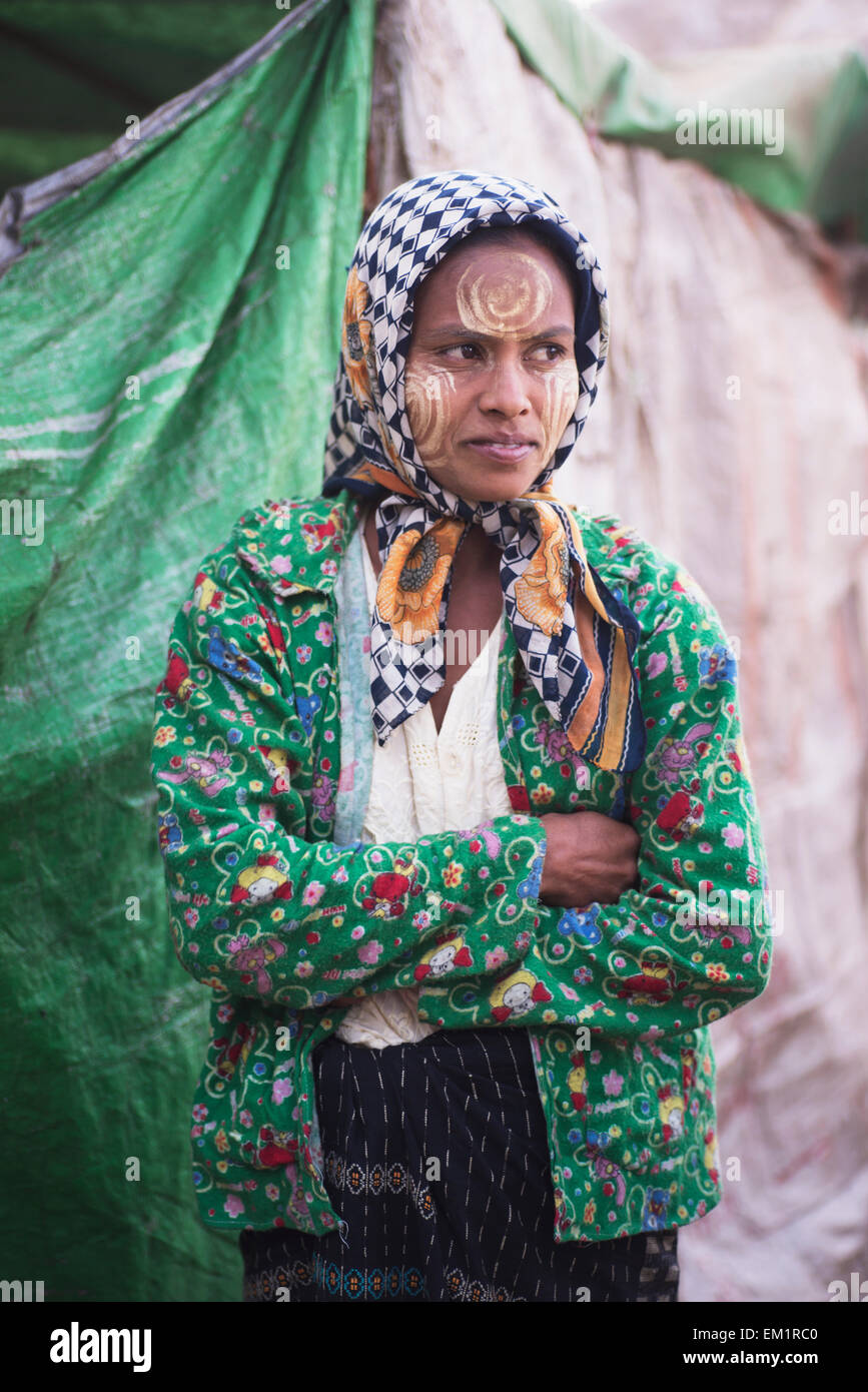 Portrait Of A Woman Wearing A Headscarf; Sittwe, Rakhine State, Burma ...