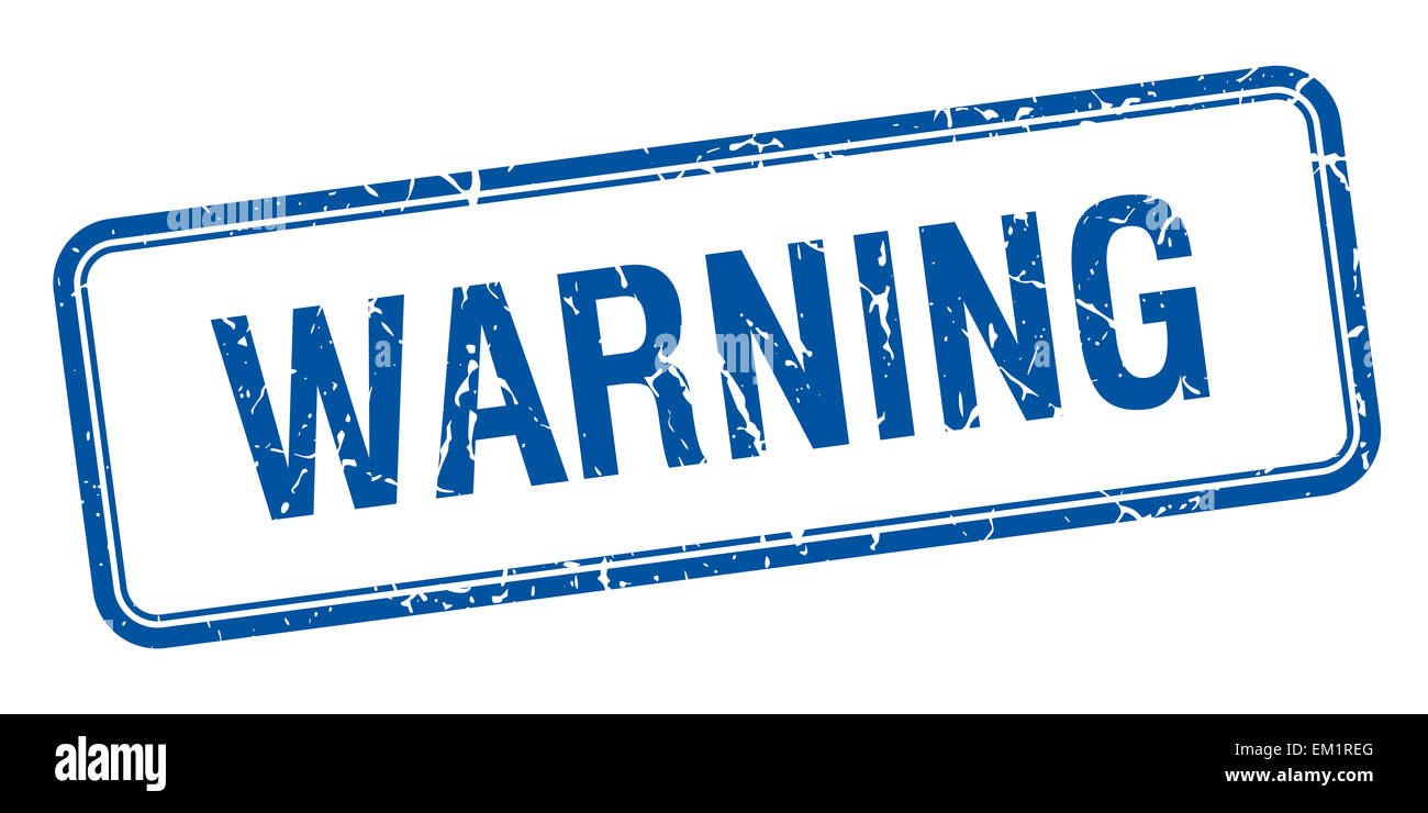warning blue square grungy vintage isolated stamp Stock Photo - Alamy