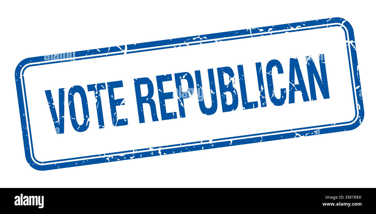 vote republican blue square grungy vintage isolated stamp Stock Photo ...