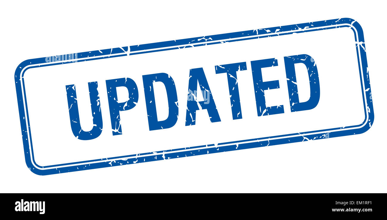 updated blue square grungy vintage isolated stamp Stock Photo - Alamy