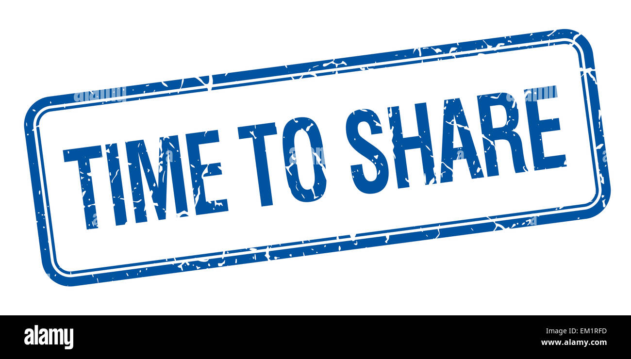 time to share blue square grungy vintage isolated stamp Stock Photo - Alamy