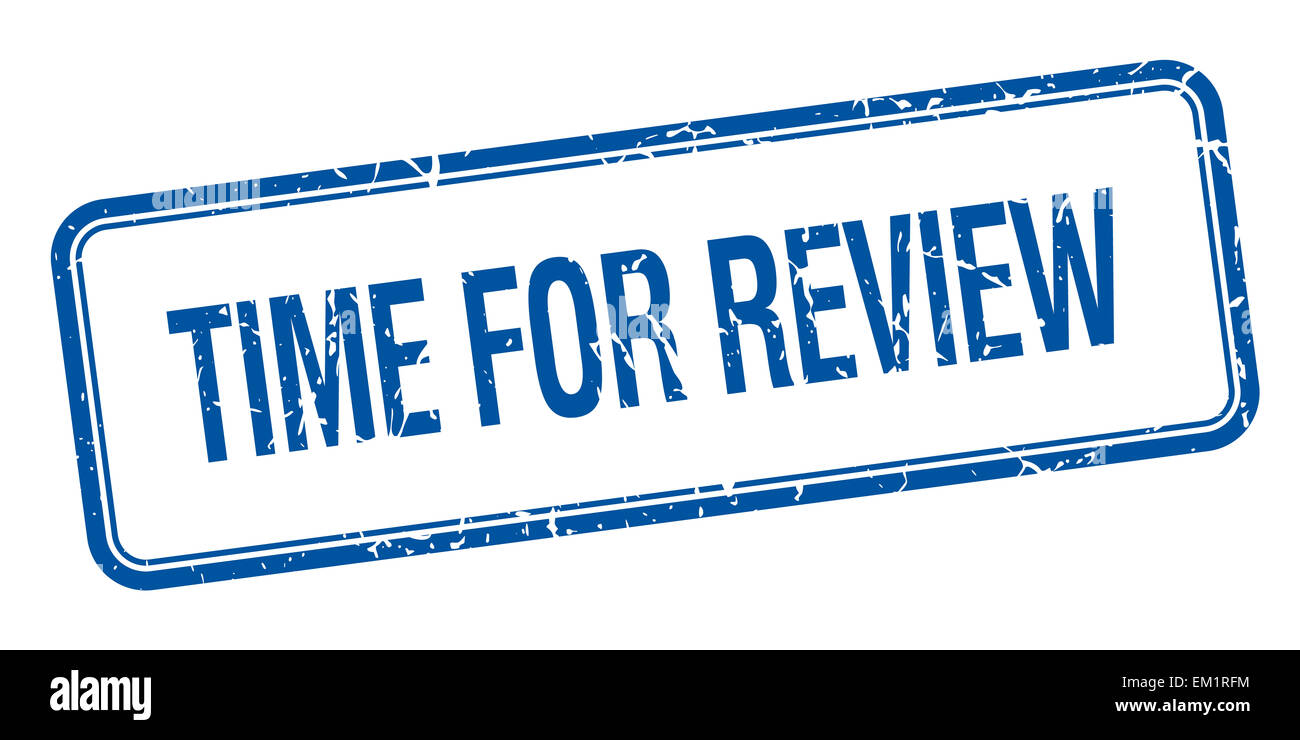 time for review blue square grungy vintage isolated stamp Stock Photo ...