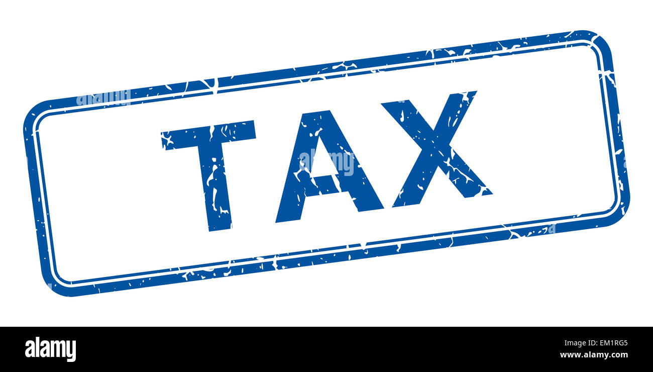 tax blue square grungy vintage isolated stamp Stock Photo - Alamy