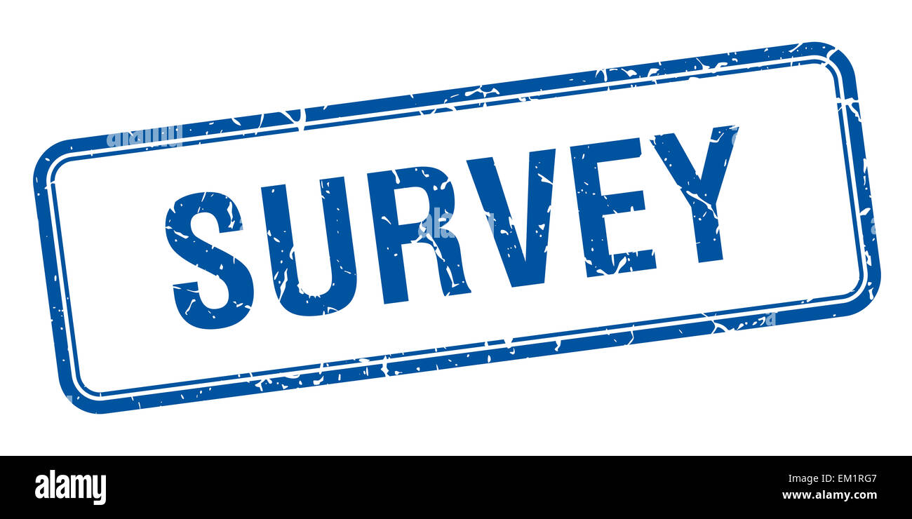 survey blue square grungy vintage isolated stamp Stock Photo - Alamy