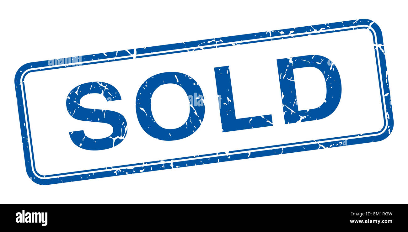 sold blue square grungy vintage isolated stamp Stock Photo - Alamy