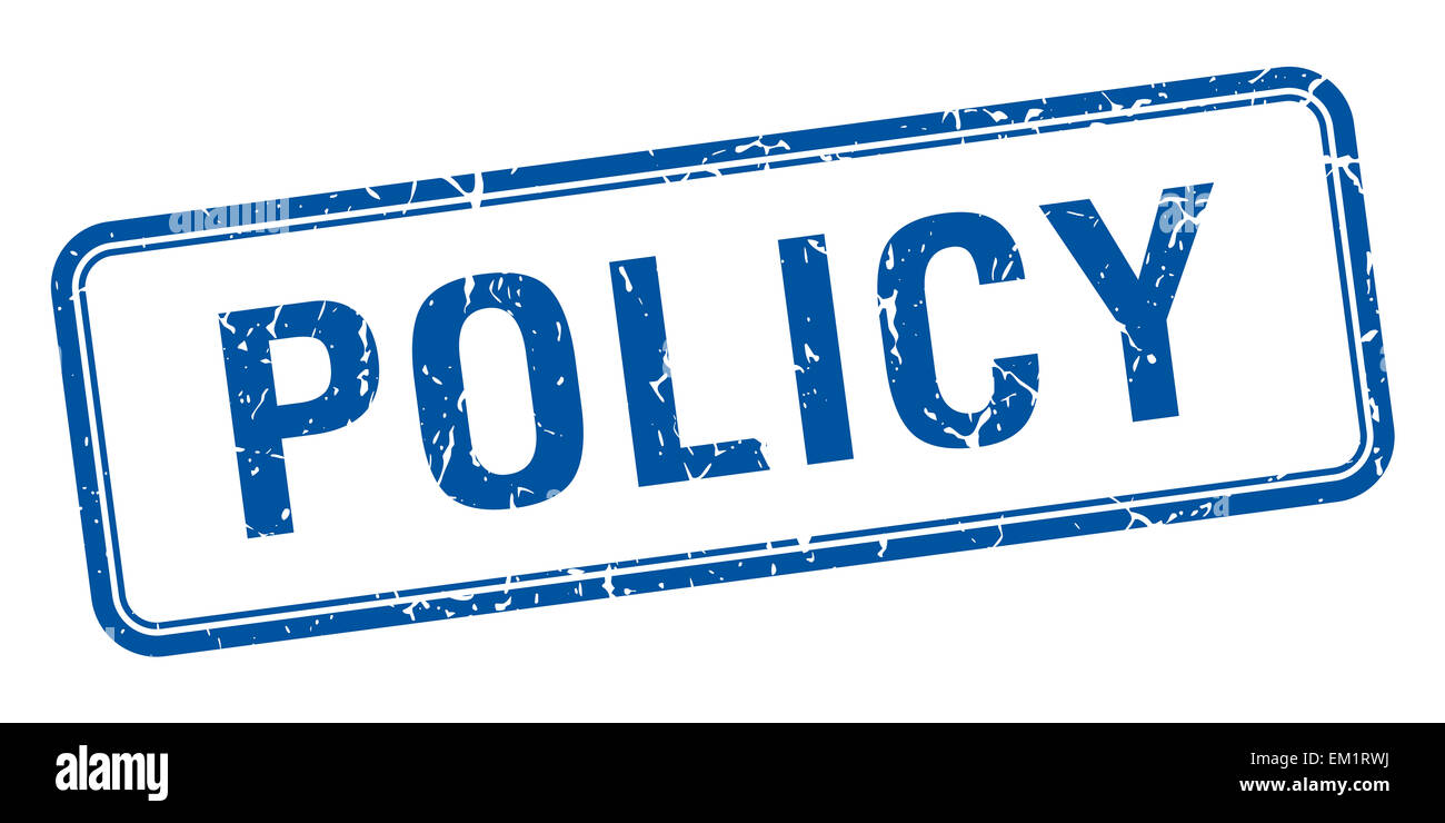 policy blue square grungy vintage isolated stamp Stock Photo - Alamy