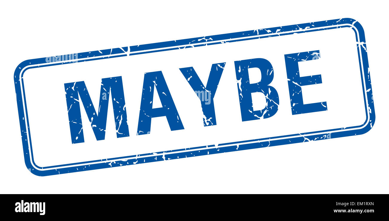 maybe blue square grungy vintage isolated stamp Stock Photo - Alamy