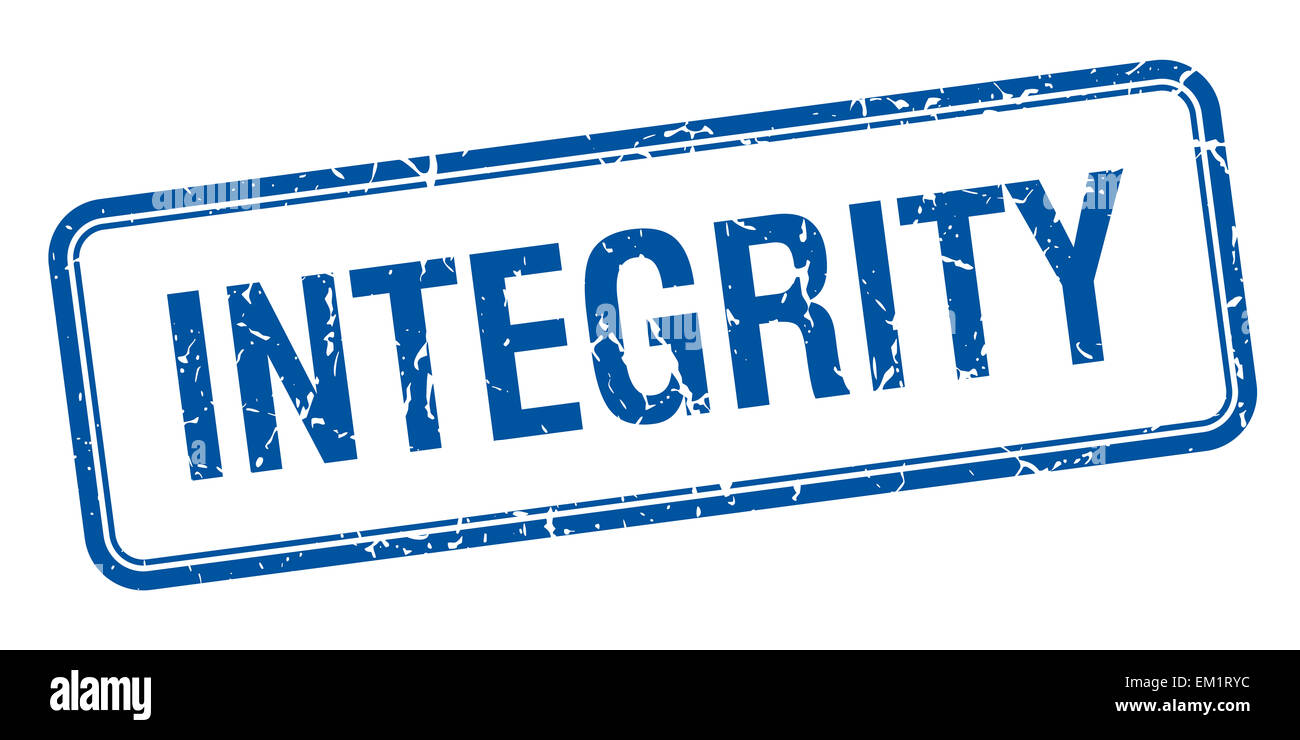 integrity blue square grungy vintage isolated stamp Stock Photo - Alamy
