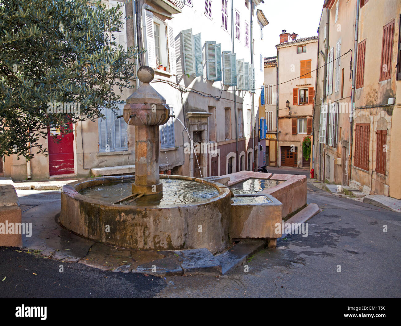 Fountain in Barjols in the Var region of Provence, France Stock Photo ...