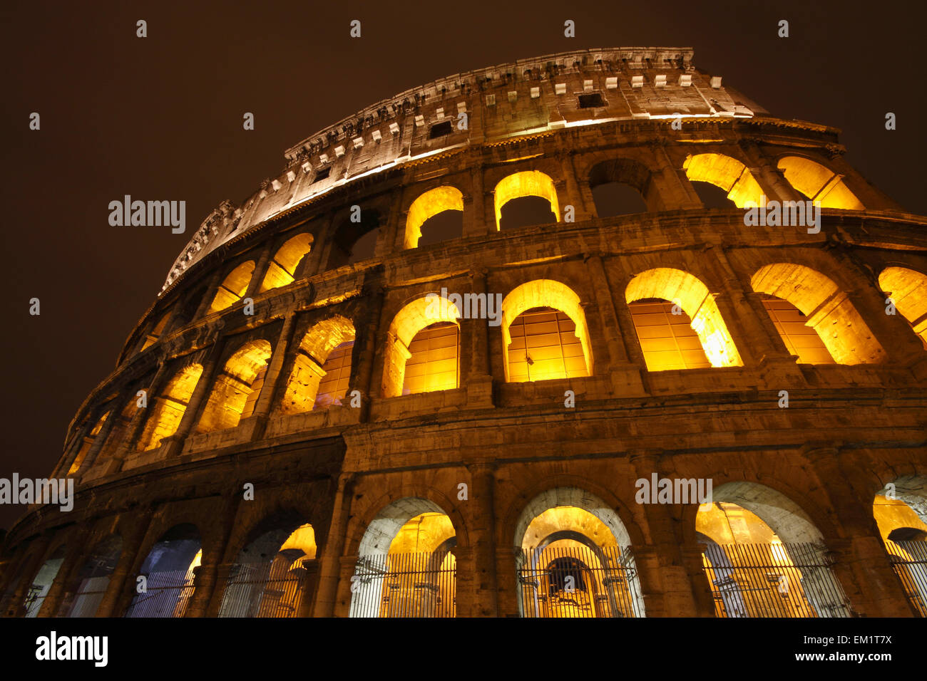 Night Lights Of The Colosseum; Rome Lazio Italy Stock Photo - Alamy