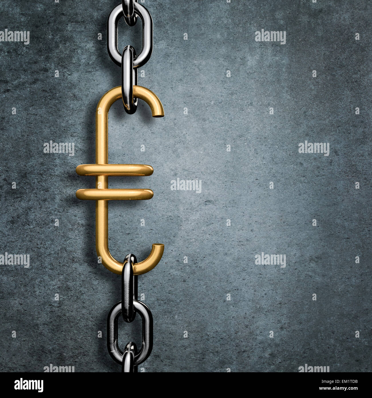 3D render of metal chain with gold euro symbol link Stock Photo - Alamy