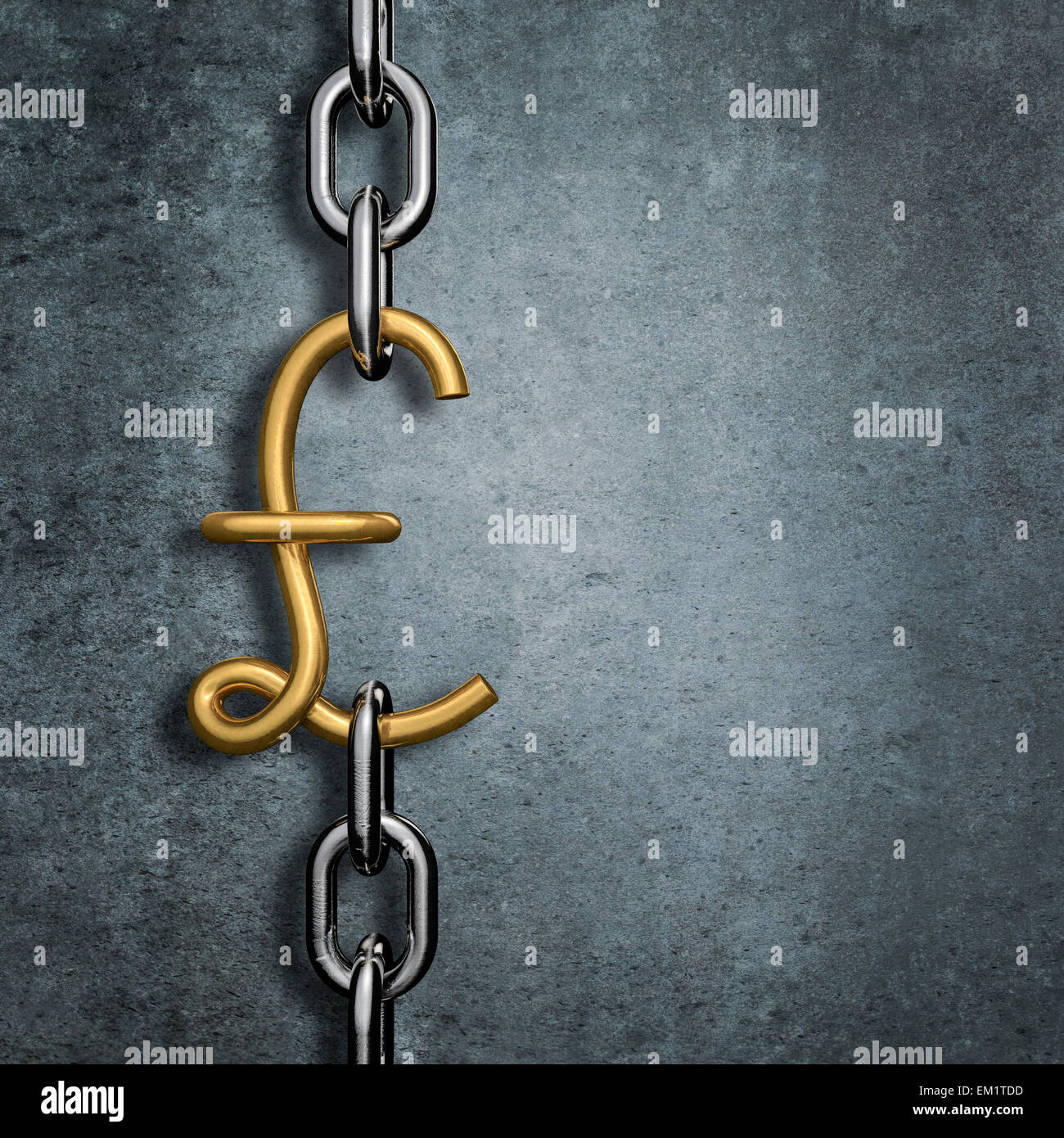 3D render of metal chain with gold pound symbol link Stock Photo - Alamy