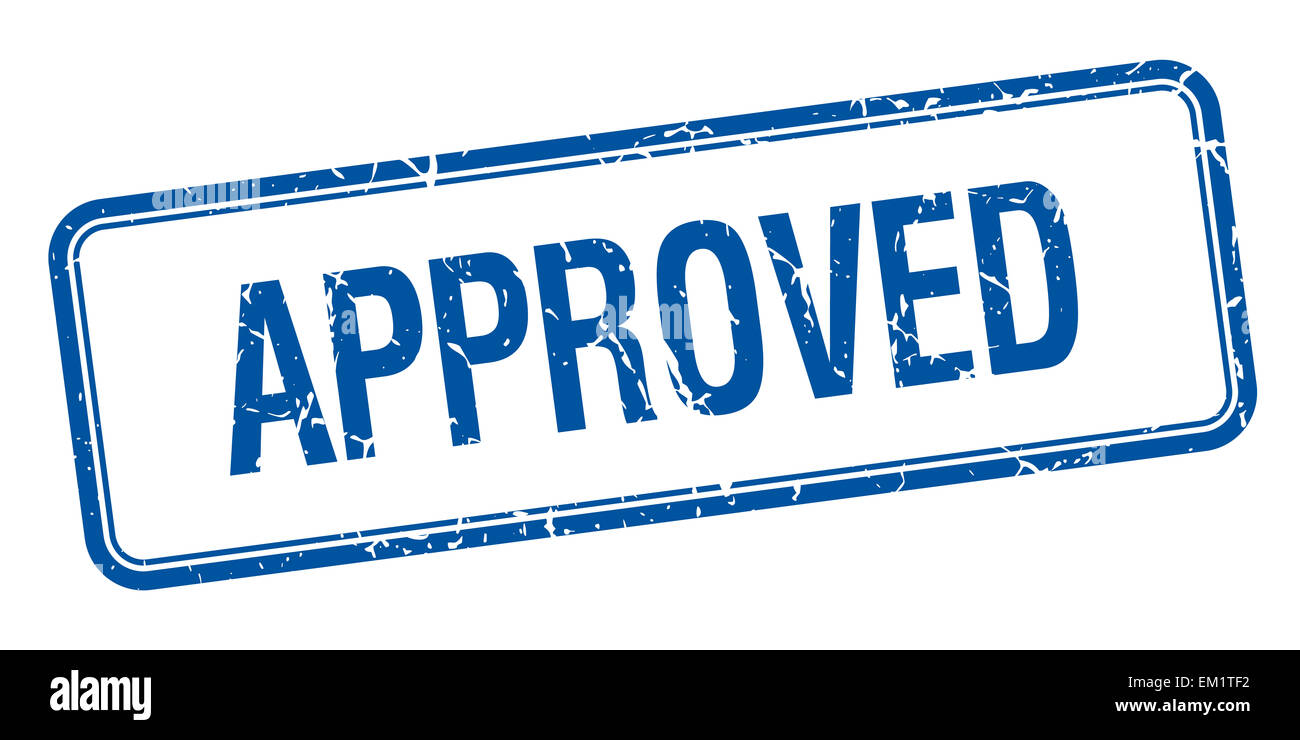 approved blue square grungy vintage isolated stamp Stock Photo - Alamy